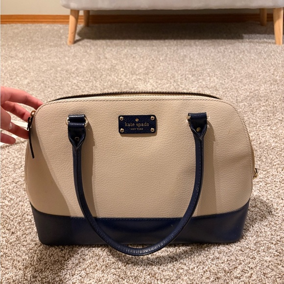 kate spade | Bags | Kate Spade Cream And Navy Satchel | Poshmark
